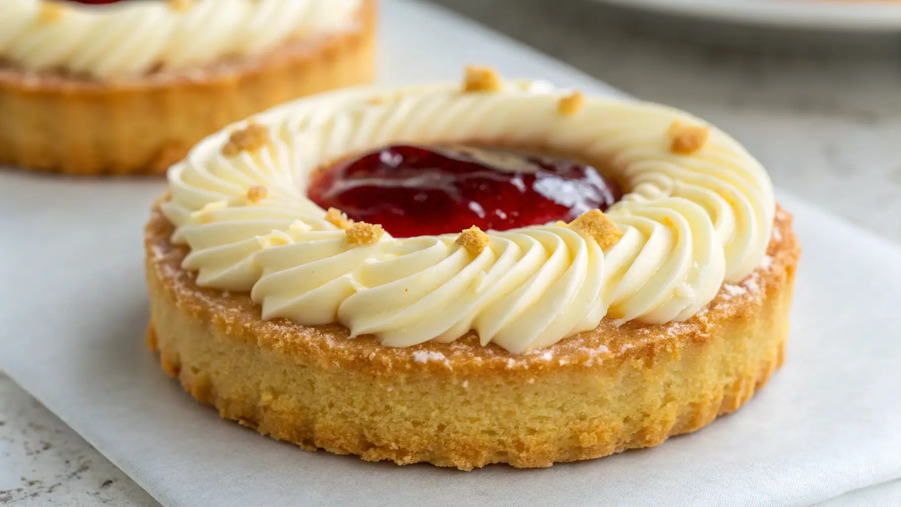 Pastry with Frosting and Jelly Filling in Ring Shape Recipe